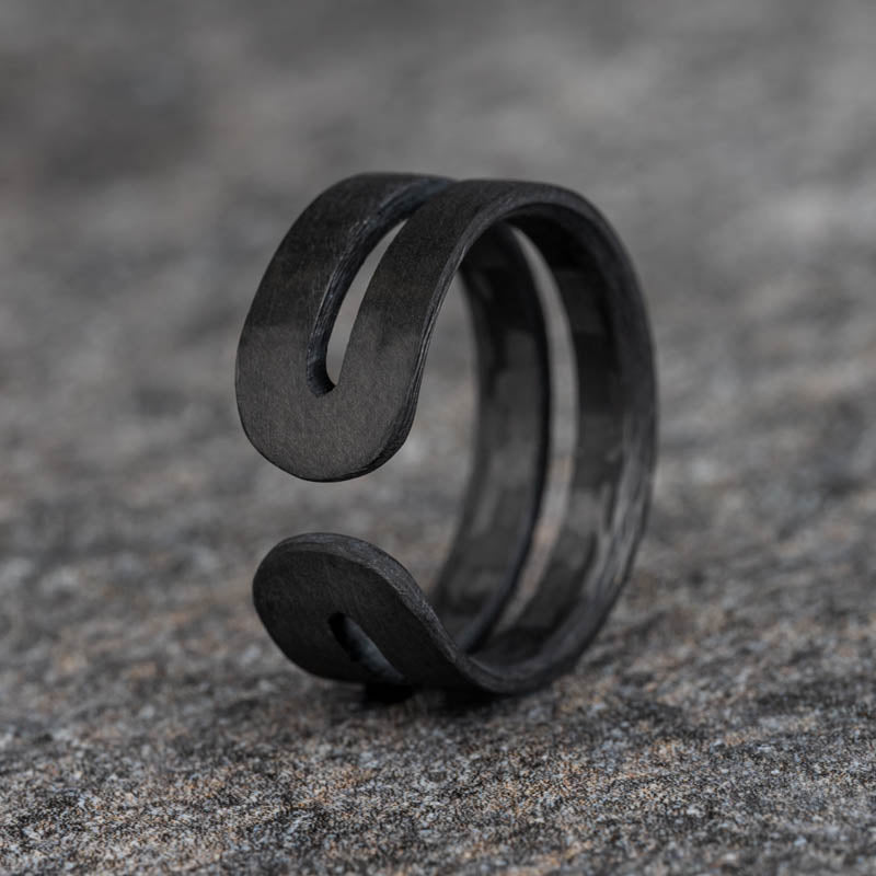 Matte Carbon Fiber Open Loop Ring – E6 Rings